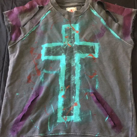 Sweaters | Custom Painted Custom Cut Cross Sweater | Poshmark